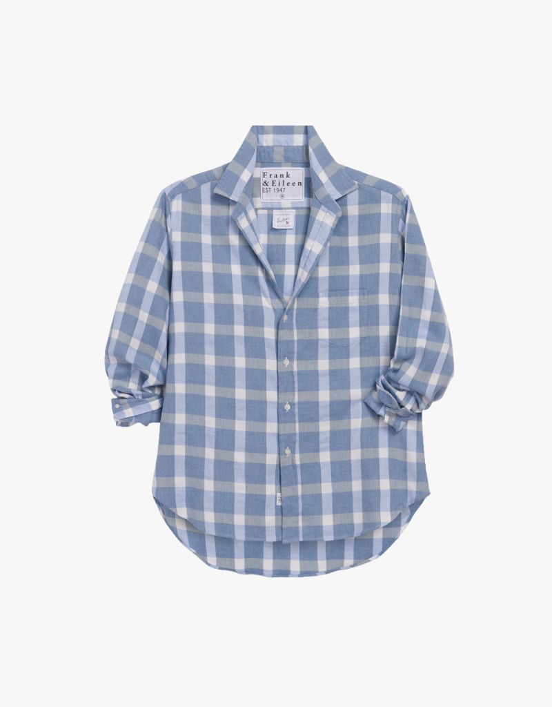 Large Blue & White Check "Eileen" Relaxed Button Up Shirt by Frank ...