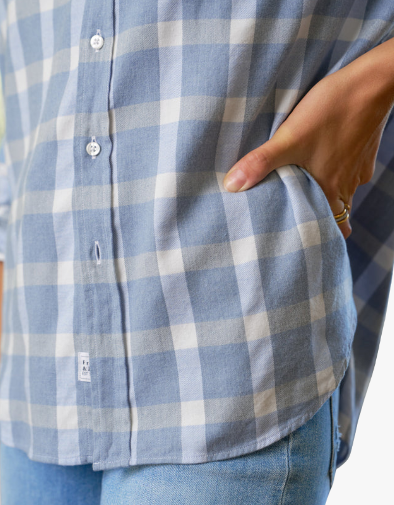Large Blue & White Check "Eileen" Relaxed Button Up Shirt by Frank ...
