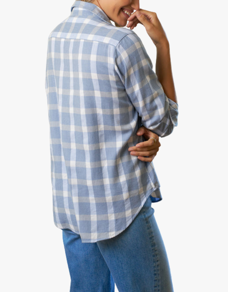 Large Blue & White Check "Eileen" Relaxed Button Up Shirt by Frank ...