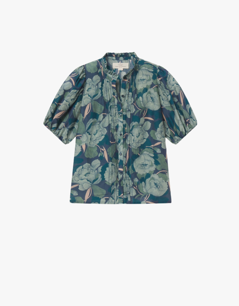 Teal Green Hushed Shadow Mira Blouse by Trovata - Ambiance Luxury Boutique